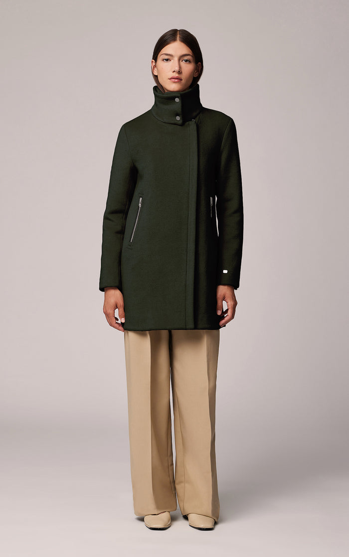 Abbi, Straight-fit novelty wool coat with puffer collar | Soia & Kyo US